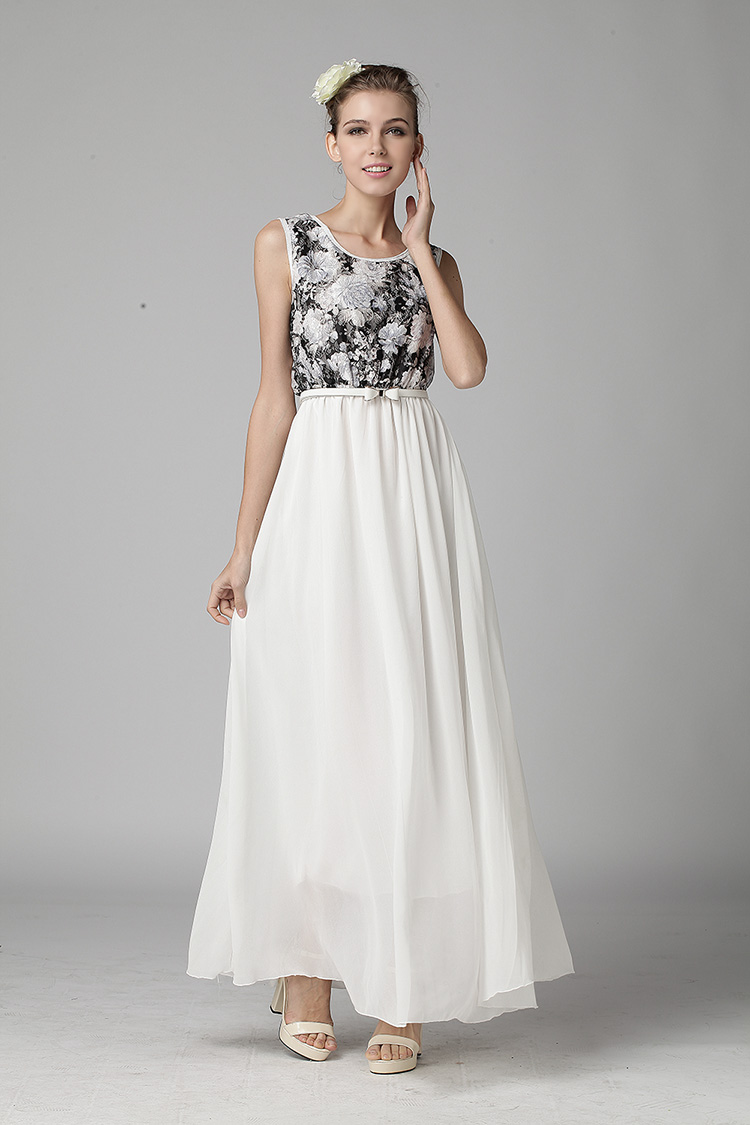 Sleeveless Lace Chiffon Maxi Dress On Luulla