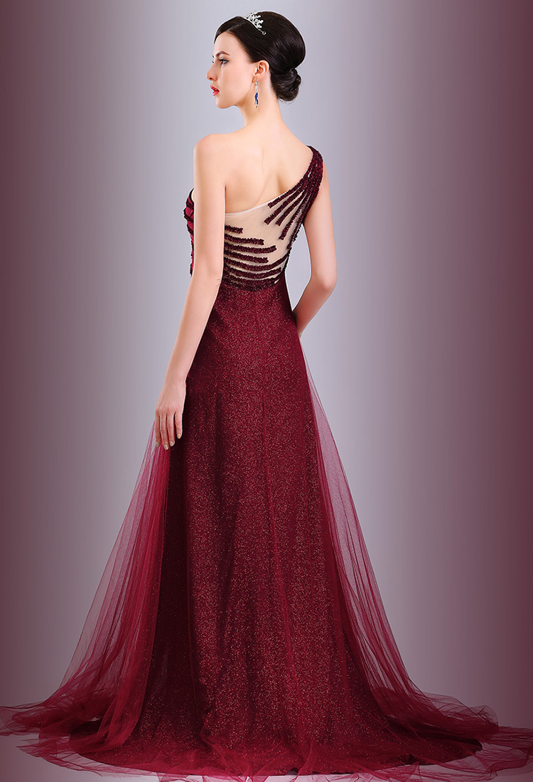 Sexy One Shoulder Floor-length Formal Evening Dress For Women Weddding ...