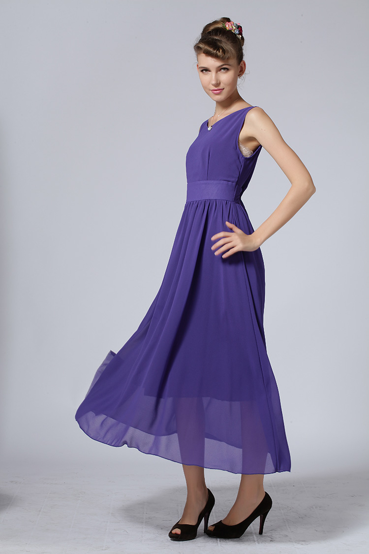 Summer V Neck Sleeveless A Line Chiffon Casual Maxi Dress On Luulla